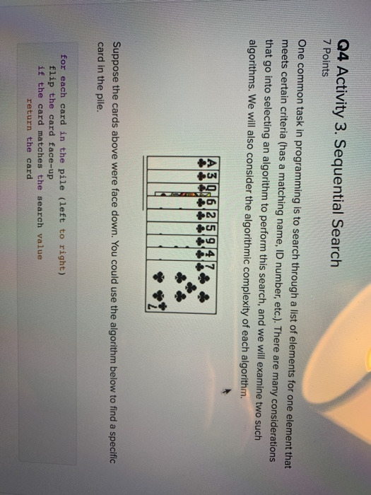 Solved Q4 Activity 3. Sequential Search 7 Points One common | Chegg.com