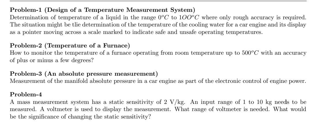 Solved Problem-1 (Design of a Temperature Measurement | Chegg.com