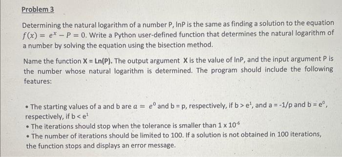 Solved Determining the natural logarithm of a number P,lnP | Chegg.com
