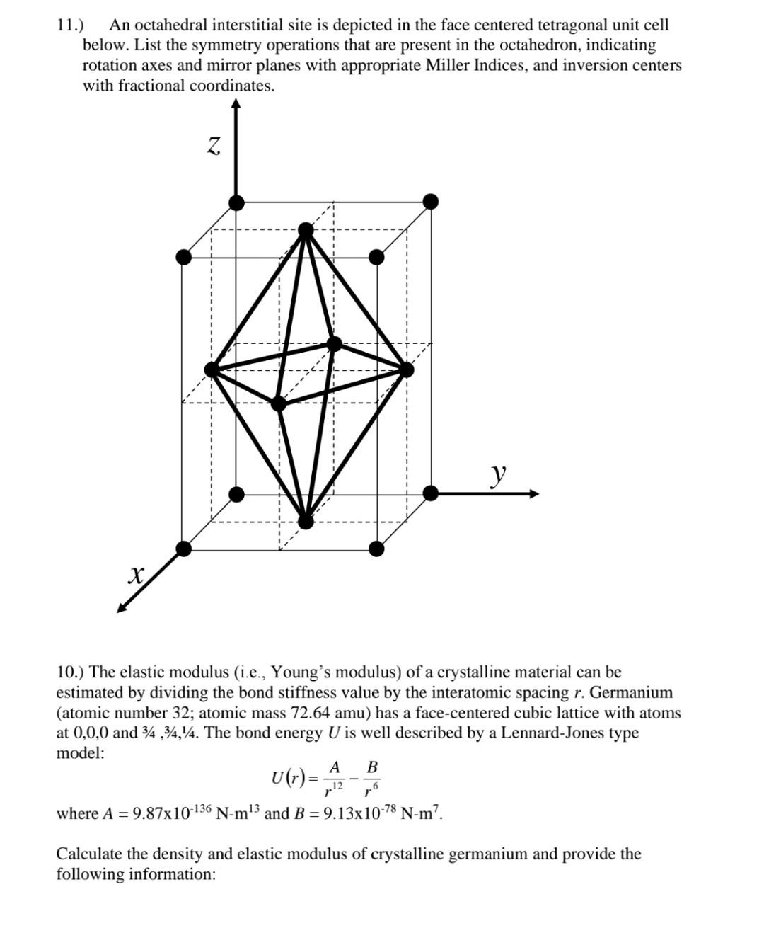 11.) An octahedral interstitial site is depicted in | Chegg.com