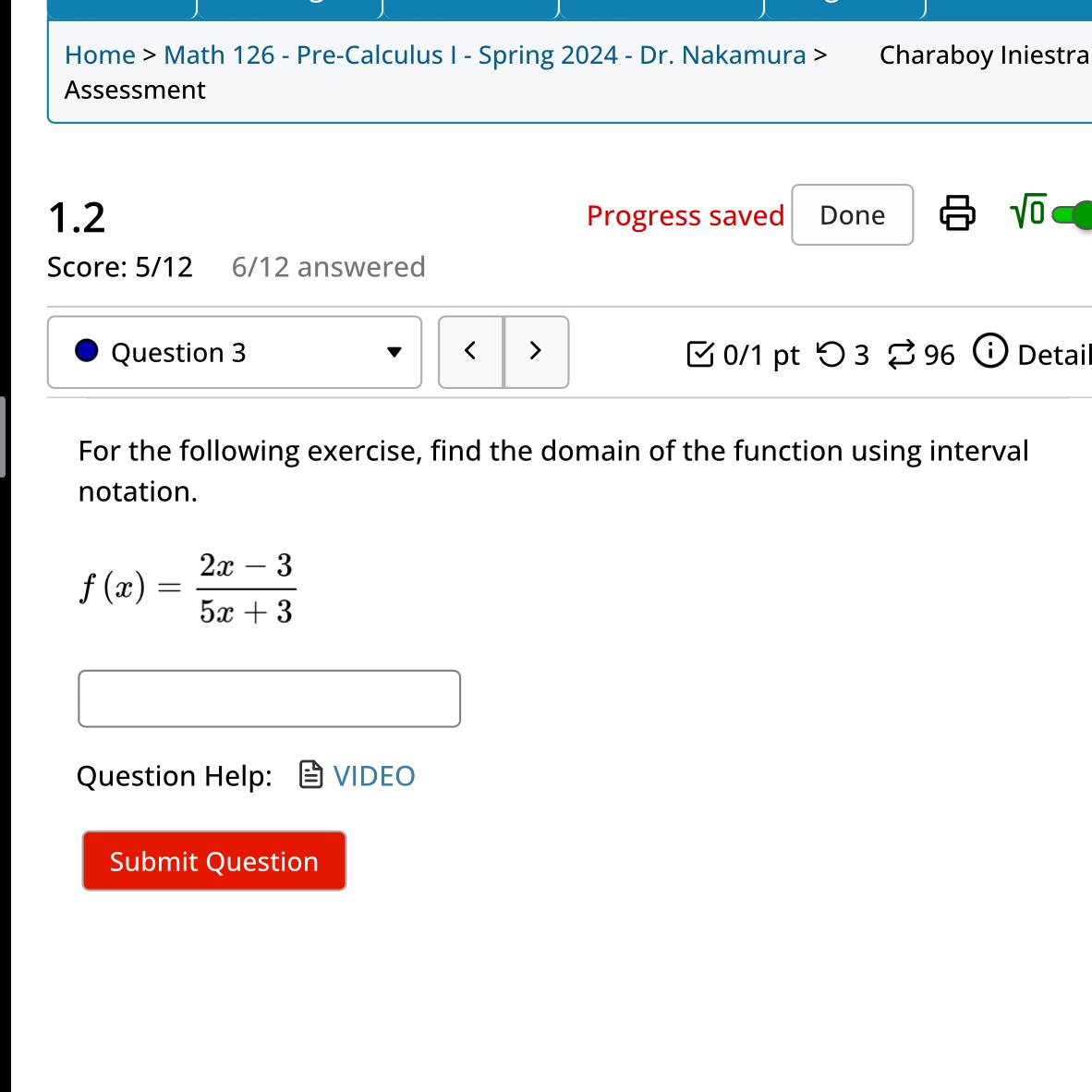 Solved Home > ﻿Math 126 - ﻿Pre-Calculus I - ﻿Spring 2024 - | Chegg.com