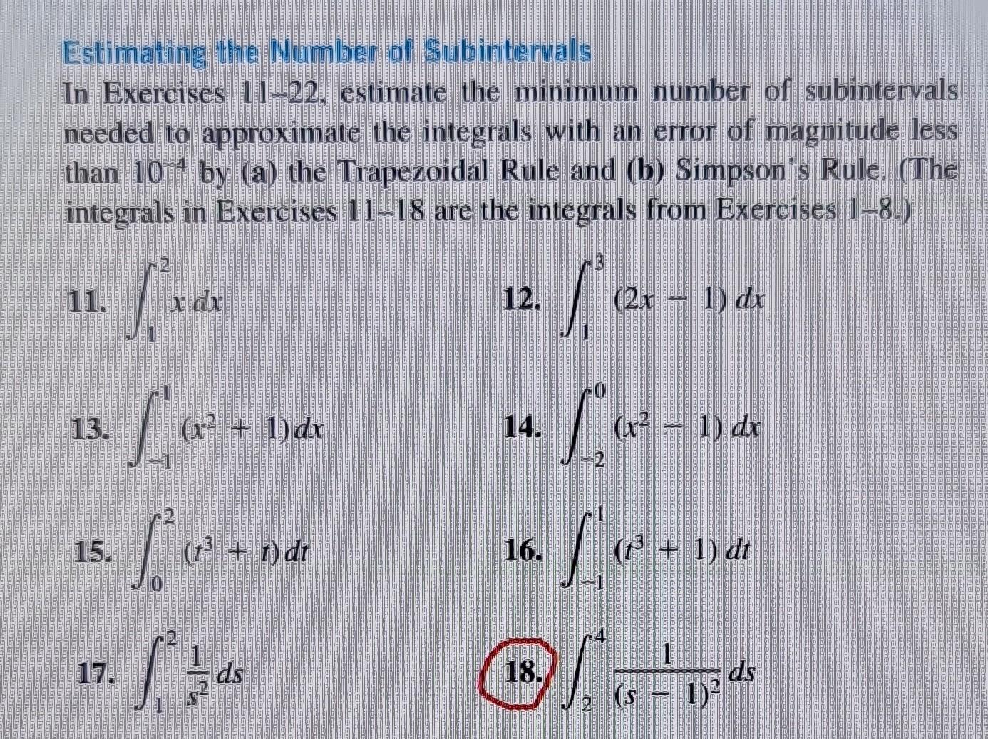 Solved Estimating the Number of Subintervals In Exercises | Chegg.com