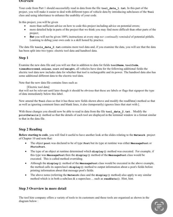 Overview The project is to develop an application | Chegg.com