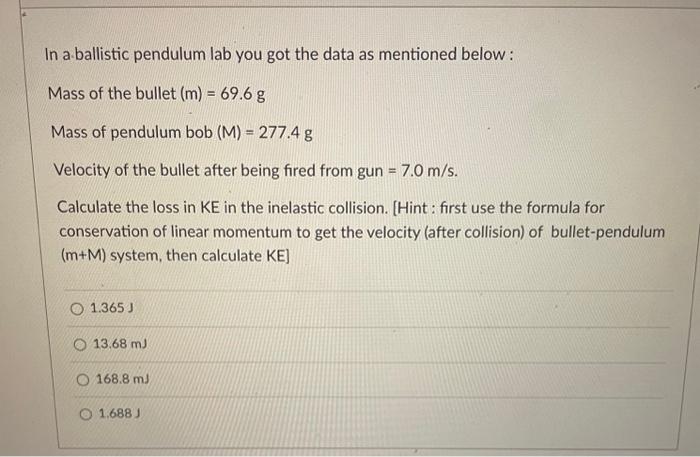 Solved In the projectile motion part of the ballistic | Chegg.com
