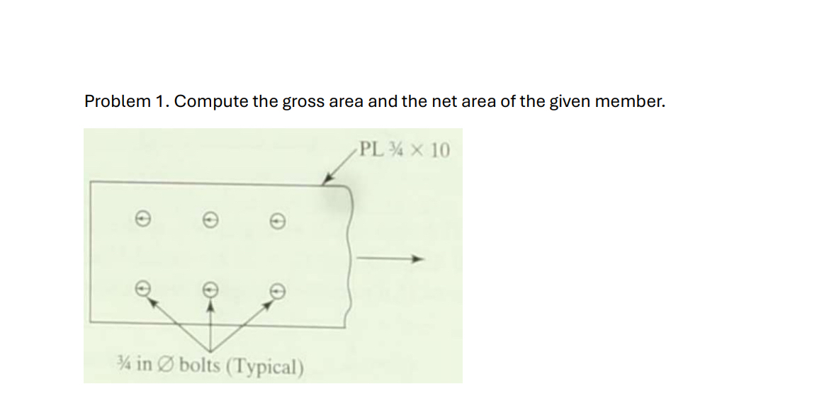 Solved Problem 1. Compute the gross area and the net area | Chegg.com Solved Problem 1. Compute the gross area and the net area | Chegg.com