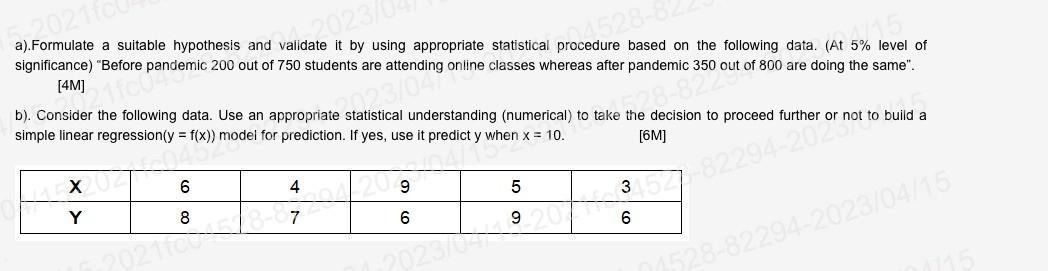 Solved Q1. Subject- Introduction to statistical | Chegg.com