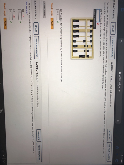 Solved АА webassign.net 10.38/0.75 Points DETAILS PREVIOUS | Chegg.com