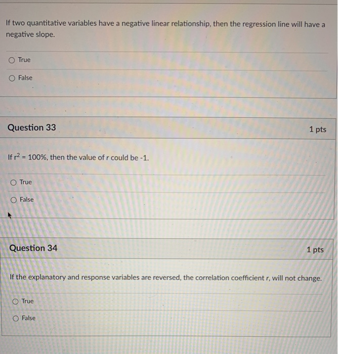 Solved If two quantitative variables have a negative linear | Chegg.com