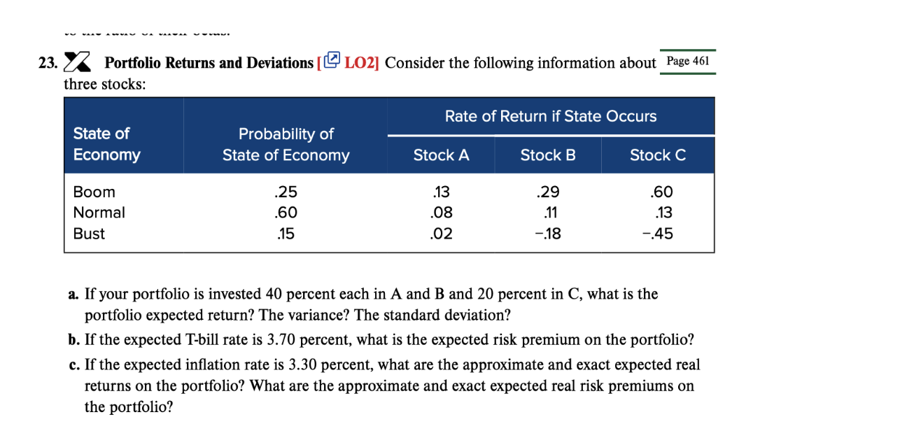 Solved Portfolio Returns and Deviations [ ﻿ LO2] ﻿Consider | Chegg.com