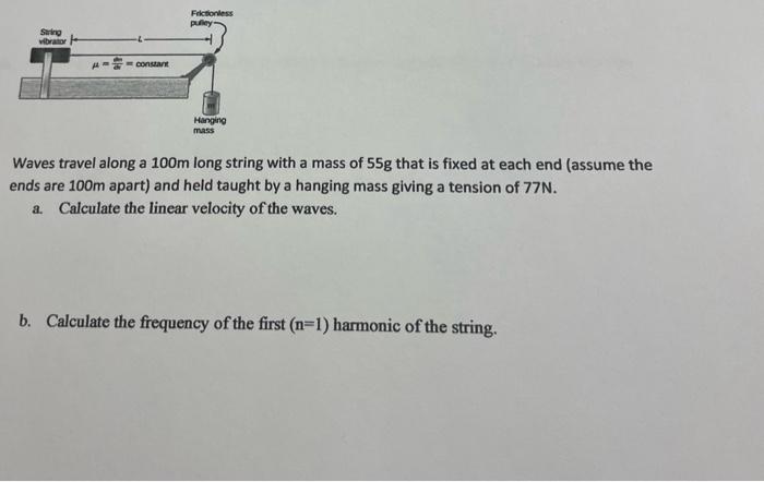 Solved Waves travel along a 100 m long string with a mass of | Chegg.com
