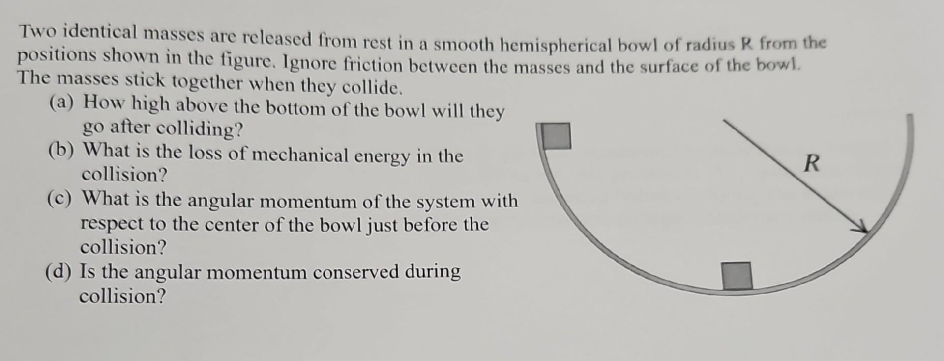 Solved Two identical masses are released from rest in a | Chegg.com
