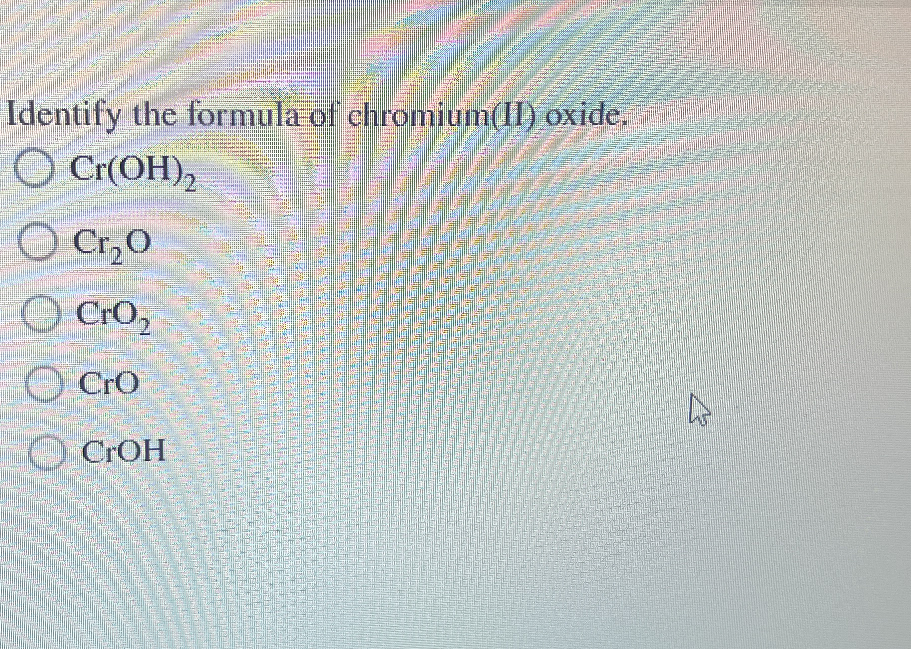 Solved Identify the formula of chromium(II) | Chegg.com