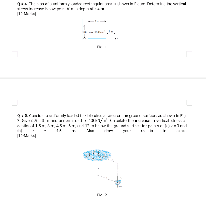 Solved Q #4. The plan of a uniformly loaded rectangular area | Chegg.com