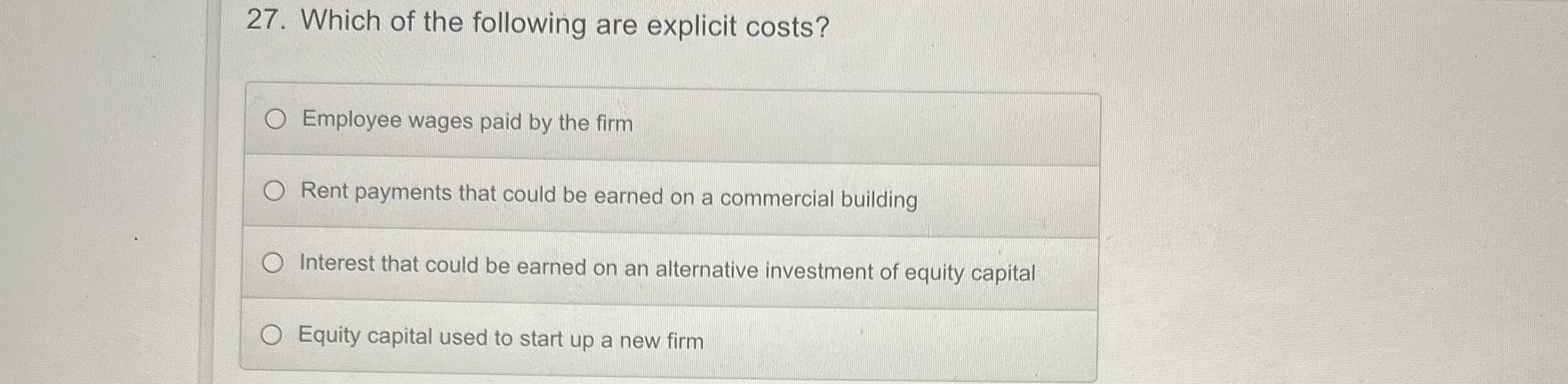 Solved Which of the following are explicit costs?Employee | Chegg.com