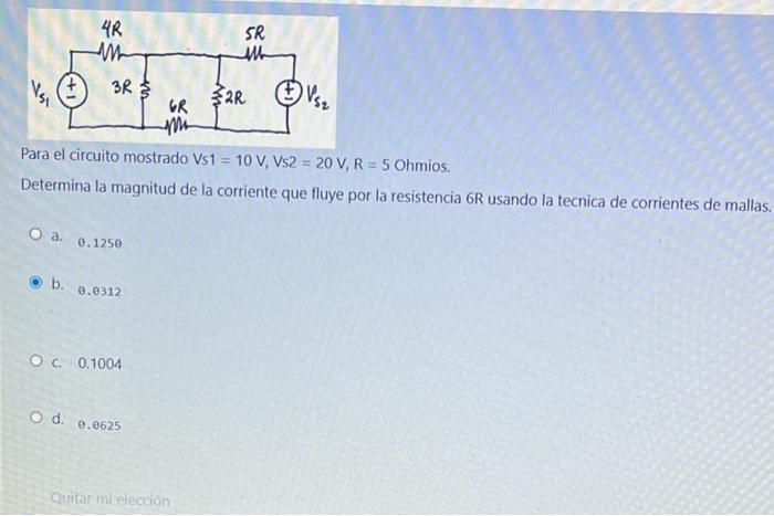 Solved 4R M SR Vs 3R 2R V₂ Фи. UR ma Para el circuito | Chegg.com