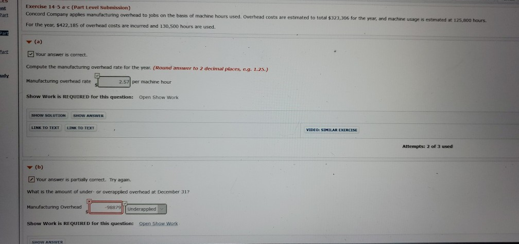 Solved ent Part Exercise 14-5 a-c (Part Level Submission) | Chegg.com