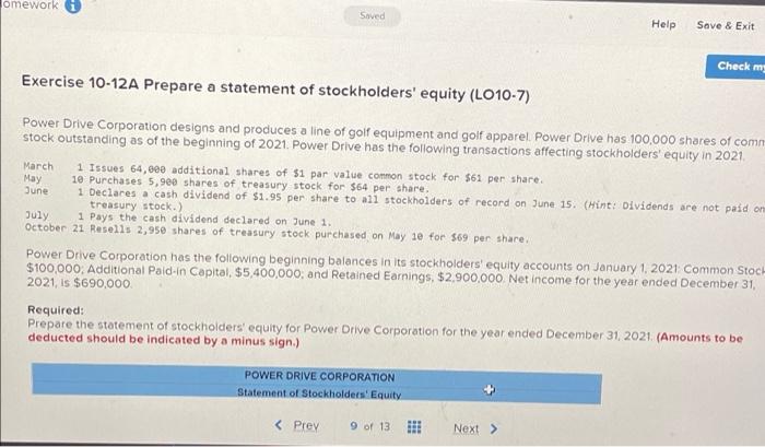Solved omework Saved Help Save & Exit Check my Exercise | Chegg.com