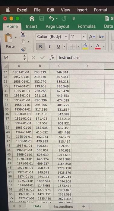 Attached is an Excel file, showing time series data | Chegg.com