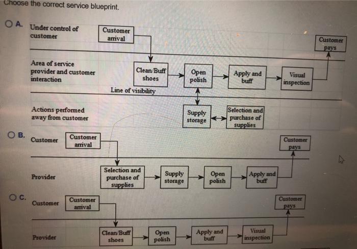 Solved Prepare a service blueprint for a shoe shine using | Chegg.com