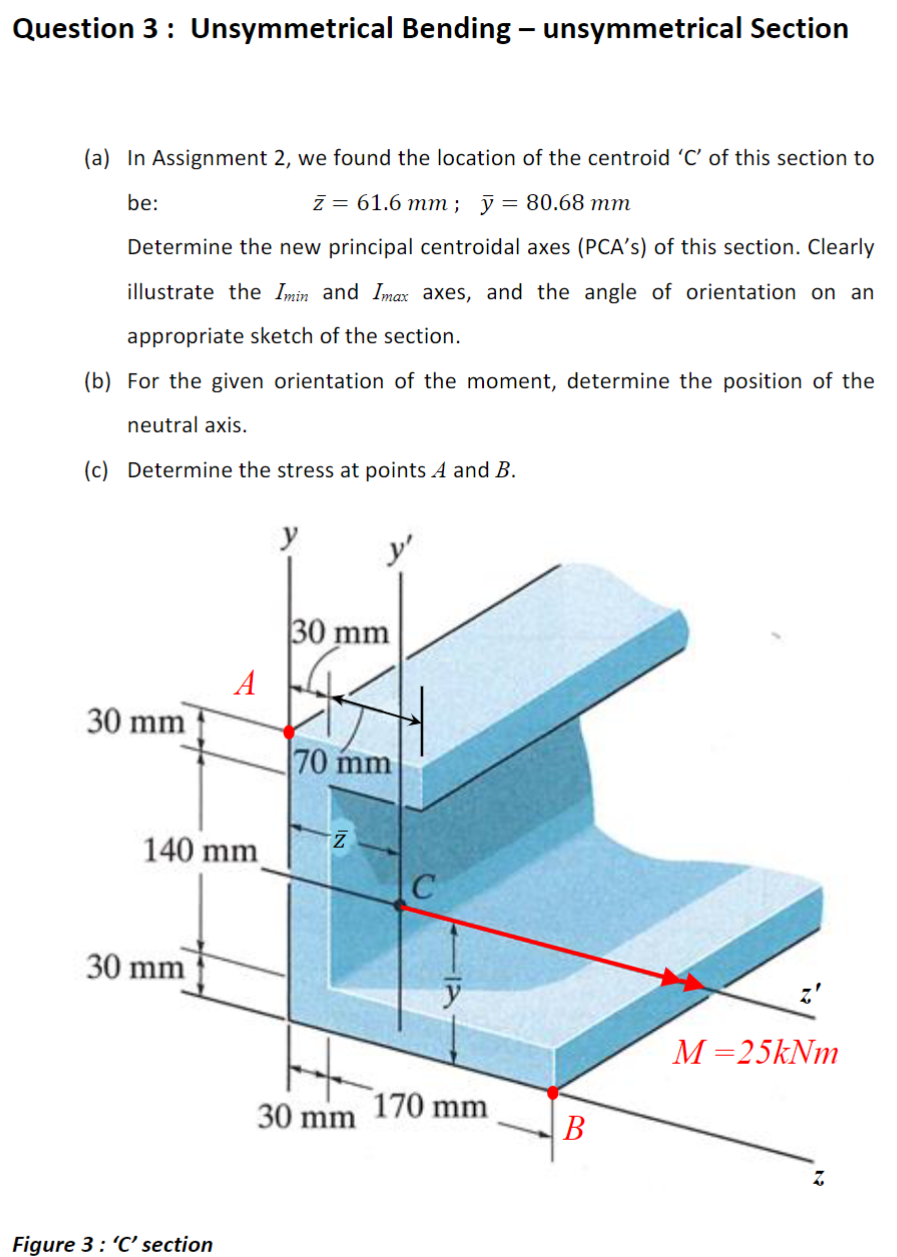 Question 3 ﻿: Unsymmetrical Bending - ﻿unsymmetrical | Chegg.com