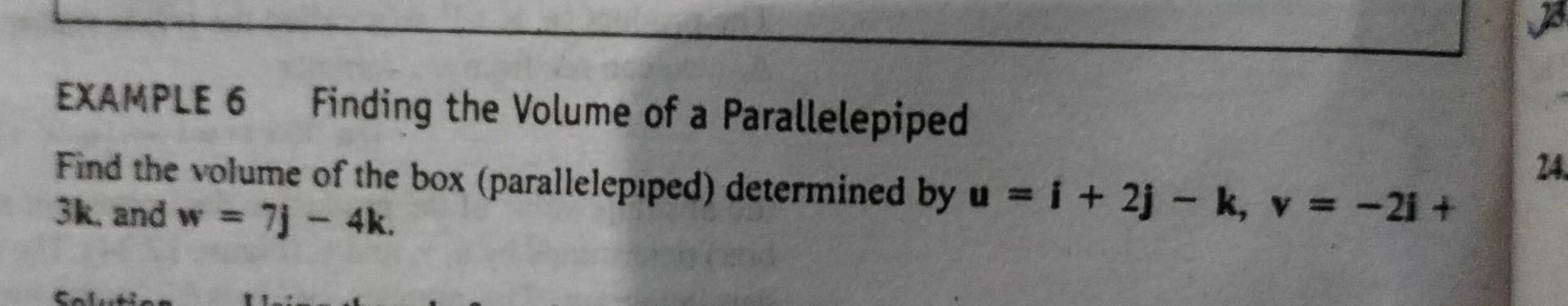 Solved EXAMPLE 6 Finding the Volume of a Parallelepiped Find | Chegg.com