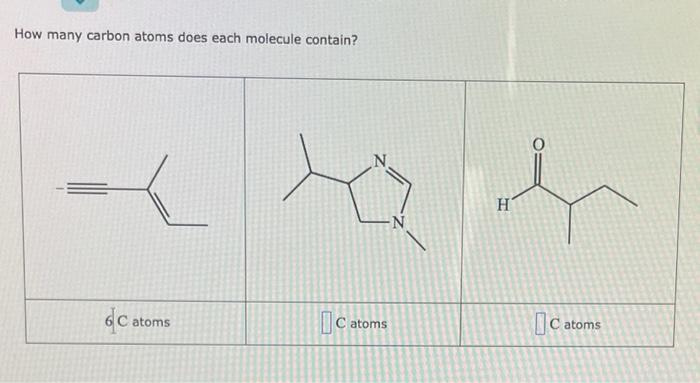 Solved How many carbon atoms does each molecule contain? Η" | Chegg.com