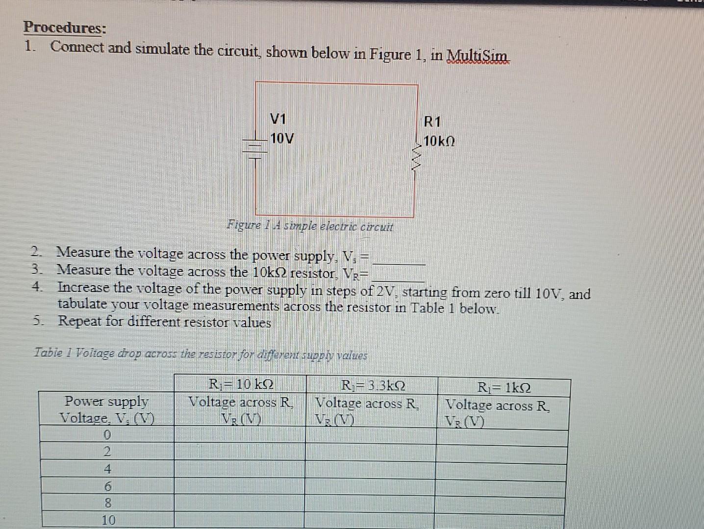 Solved Procedures: 1. Connect and simulate the circuit, | Chegg.com