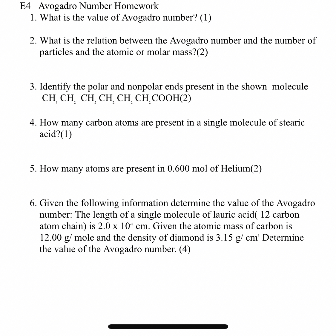 Solved E4 ﻿Avogadro Number HomeworkWhat is the value of | Chegg.com