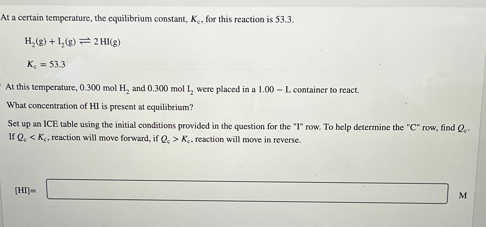 Solved At a certain temperature, the equilibrium constant, | Chegg.com