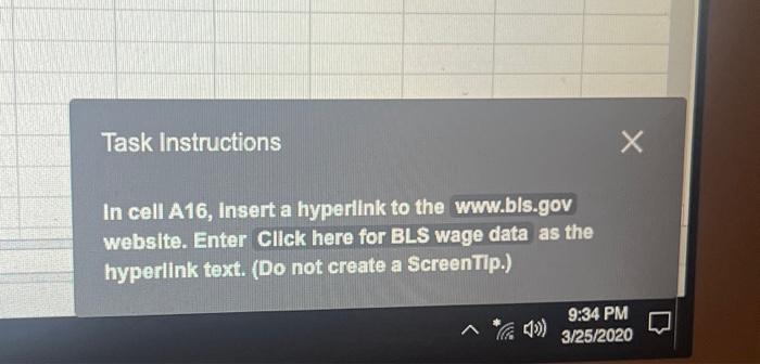 Solved Task Instructions In cell A16, Insert a hyperilnk to | Chegg.com