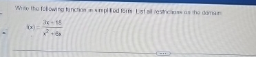 Solved Wite the following function in simplified form List | Chegg.com