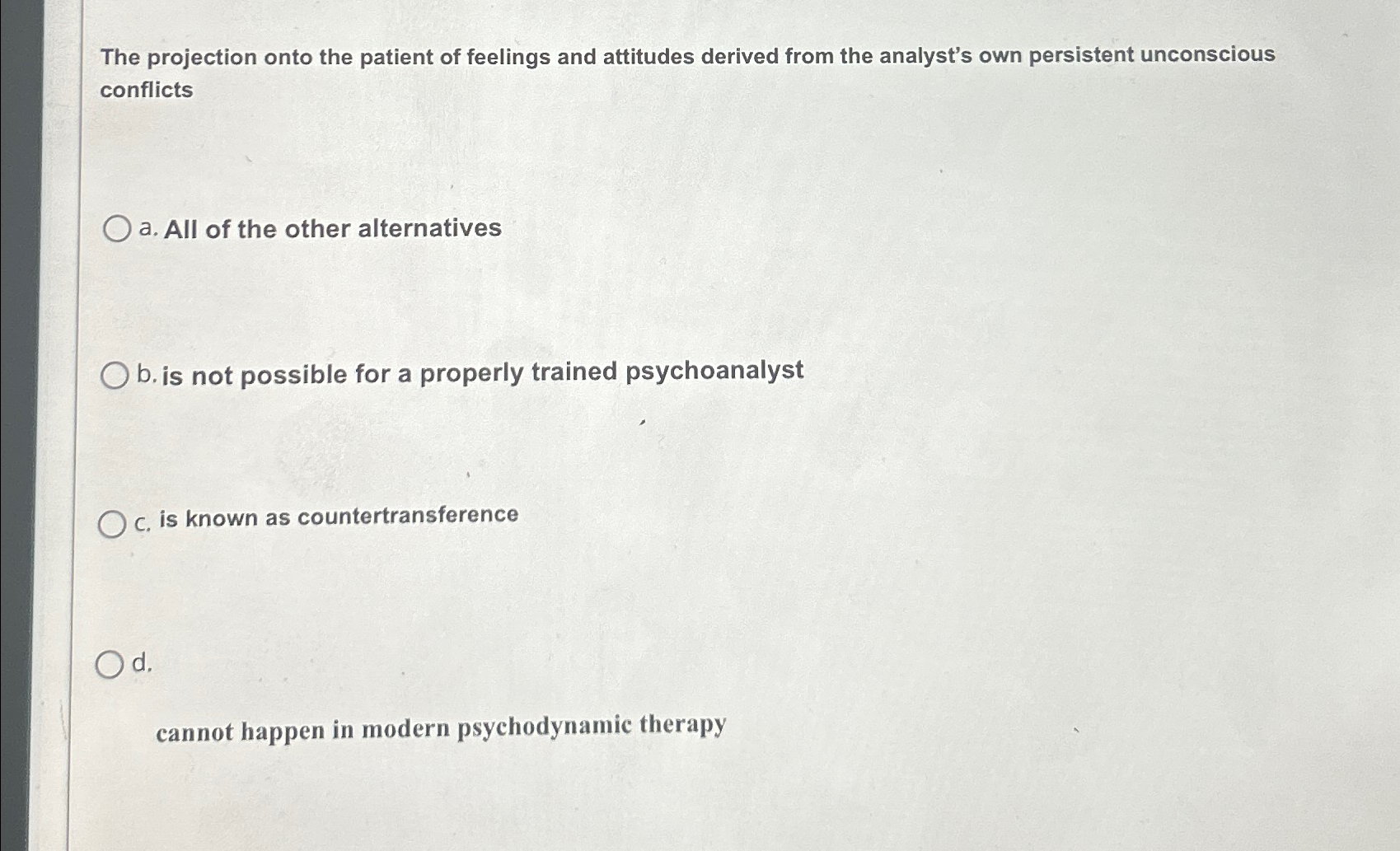 Solved The projection onto the patient of feelings and | Chegg.com