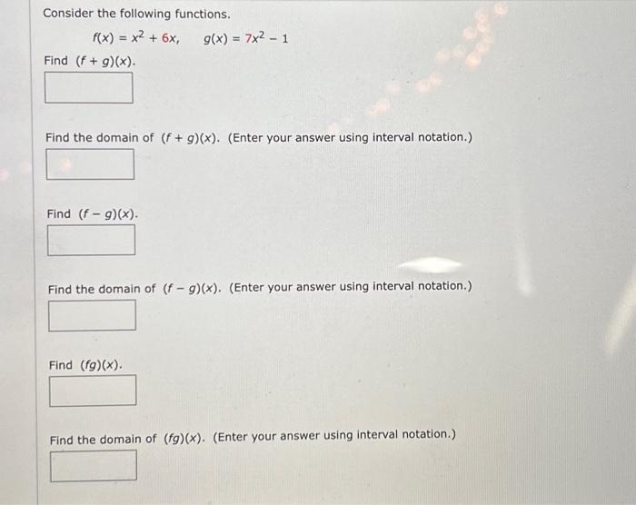 Solved Consider the following functions. | Chegg.com