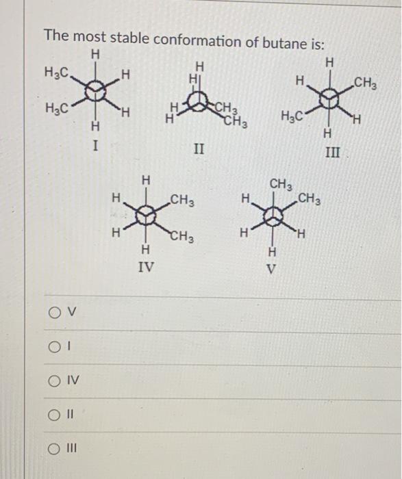 Solved The most stable conformation of butane is: Н Н Н Н.С. | Chegg.com