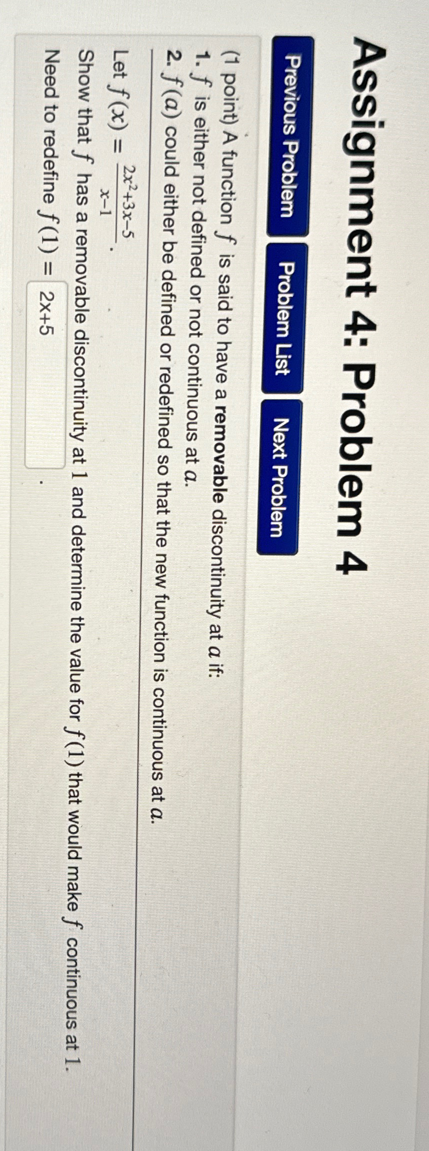 Solved Assignment 4: Problem 4(1 ﻿point) ﻿A function f ﻿is | Chegg.com