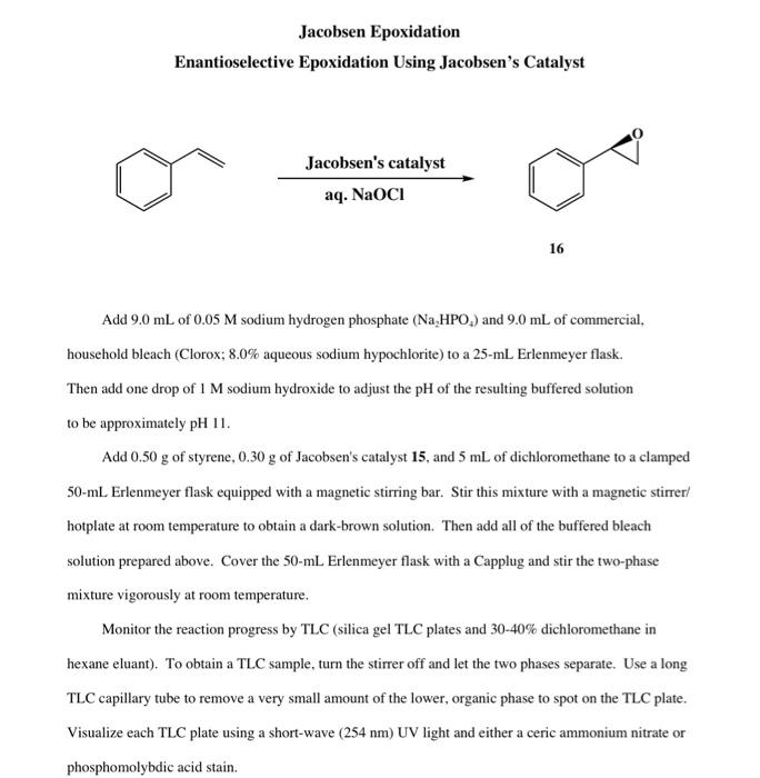 Solved Jacobsen Epoxidation Enantioselective Epoxidation | Chegg.com