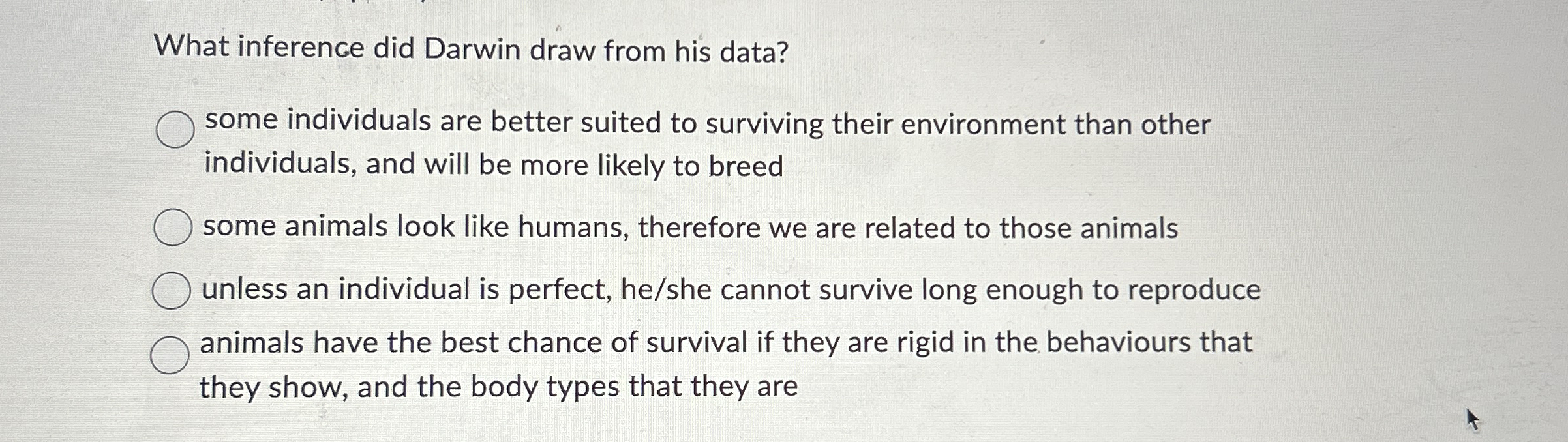 Solved What inference did Darwin draw from his data?some | Chegg.com