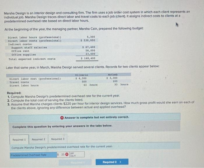 Solved Marsha Design is an interior design and consulting | Chegg.com