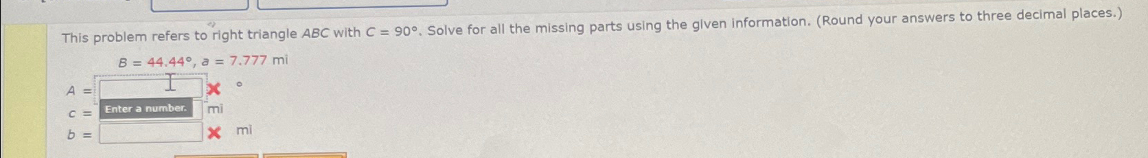 Solved This problem refers to right triangle ABC with C=90°. | Chegg.com