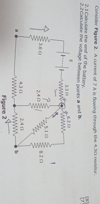 Solved Consider Figure 2. ﻿A current of 7A ﻿is flowing | Chegg.com