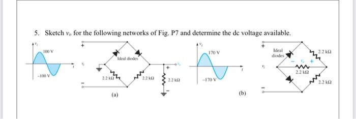 Solved 5. Sketch vo for the following networks of Fig. P7 | Chegg.com