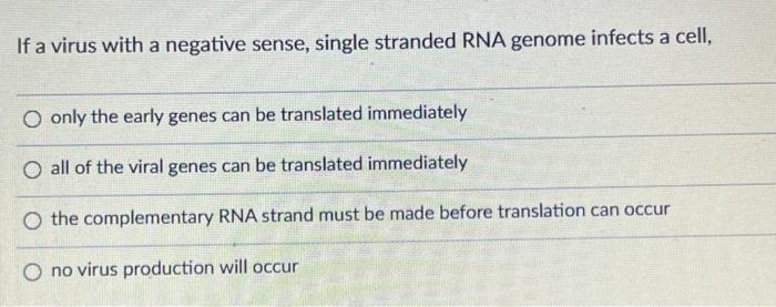 Solved If a virus with a negative sense, single stranded RNA | Chegg.com