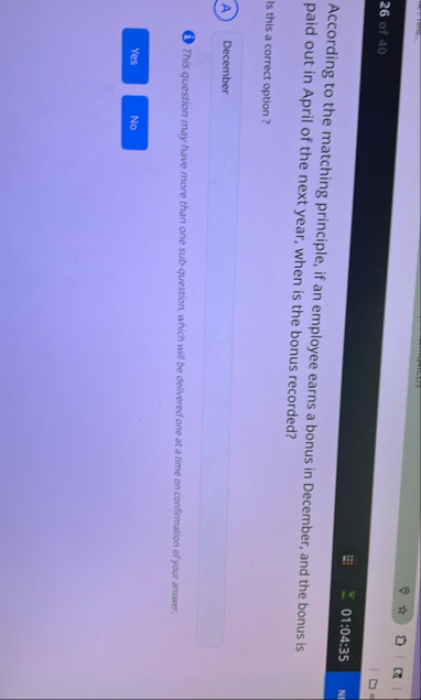 Solved 26 ﻿of 4001:04:35According to the matching principle, | Chegg.com