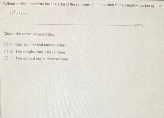 Solved Without solving, determine the character of the | Chegg.com