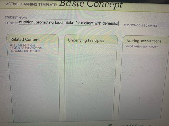 Solved ACTIVE LEARNING TEMPLATE: Basic Concept STUDENT NAME | Chegg.com