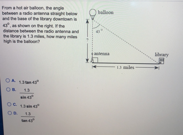 Solved balloon From a hot air balloon, the angle between a | Chegg.com