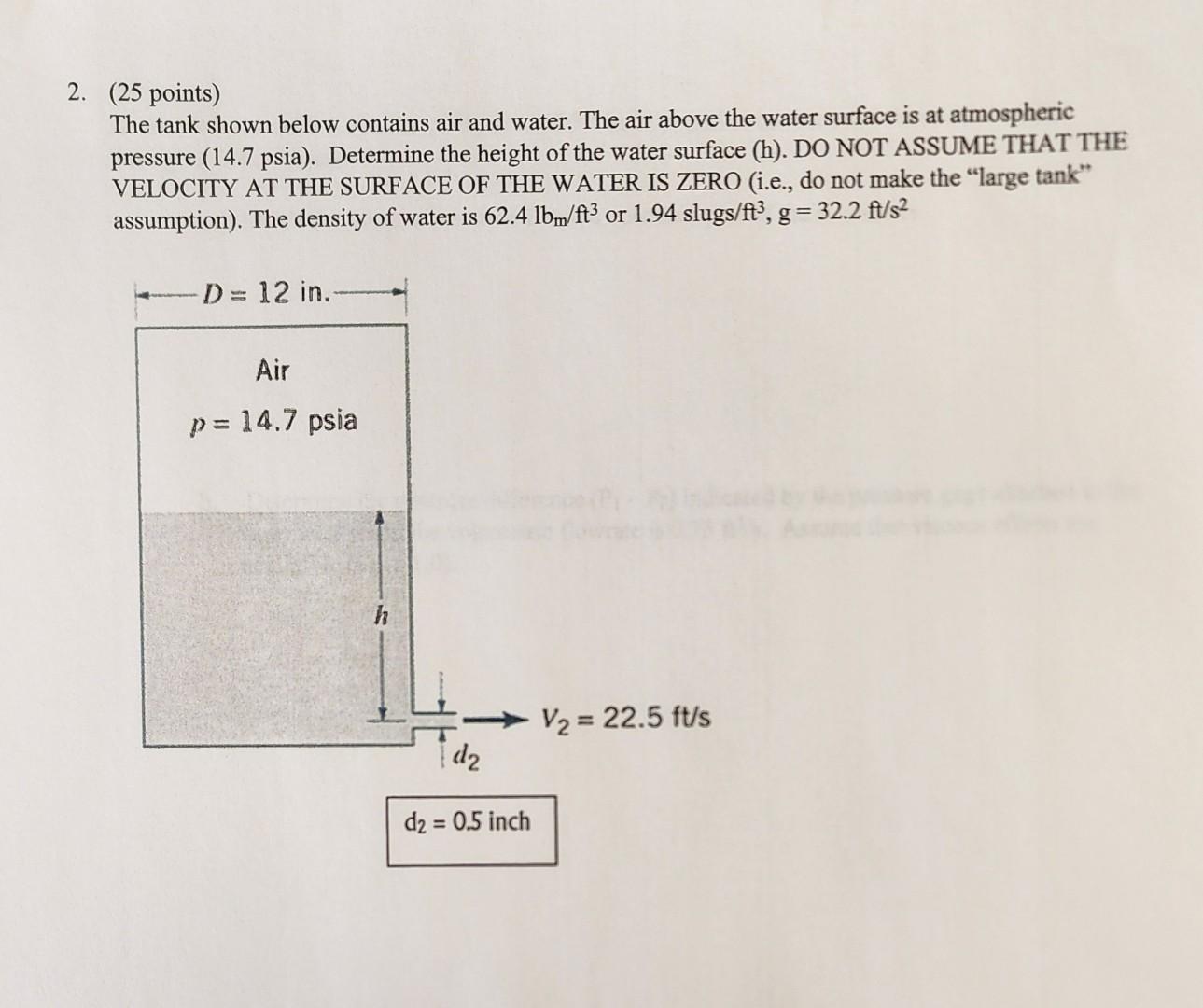 2. (25 points) The tank shown below contains air and | Chegg.com