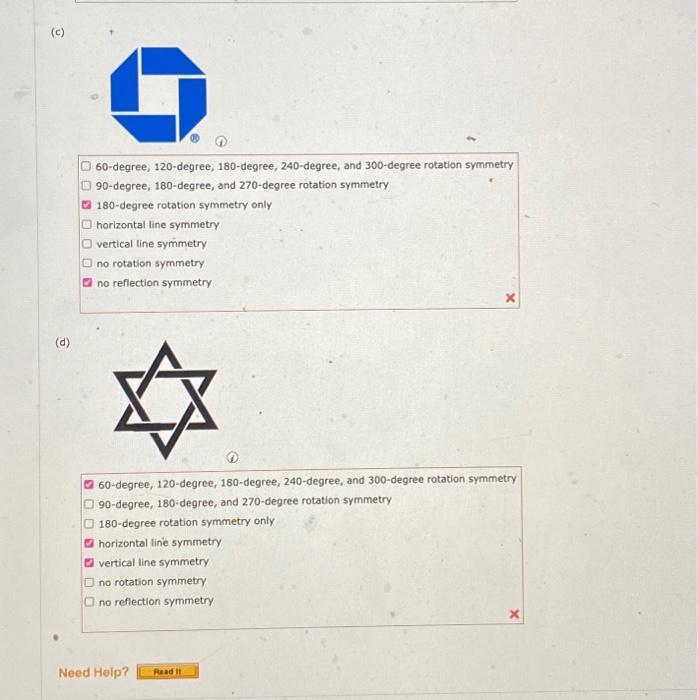 Solved Describe The Rotation And Reflection Symmetries In
