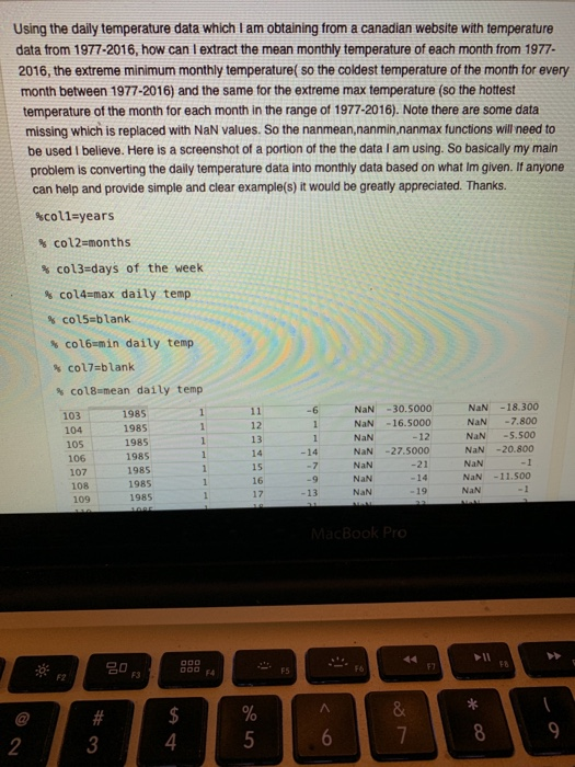 Solved Using the daily temperature data which I am obtaining | Chegg.com