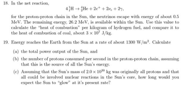 Solved In the net reaction,)efor the proton-proton chain in | Chegg.com
